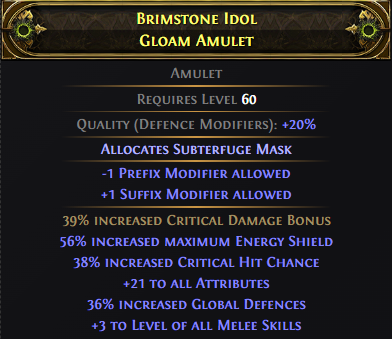 Buy PoE 2 Brimstone Idol Gloam Amulet