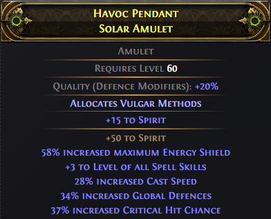 Buy PoE 2 Havoc Pendant Solar Amulet