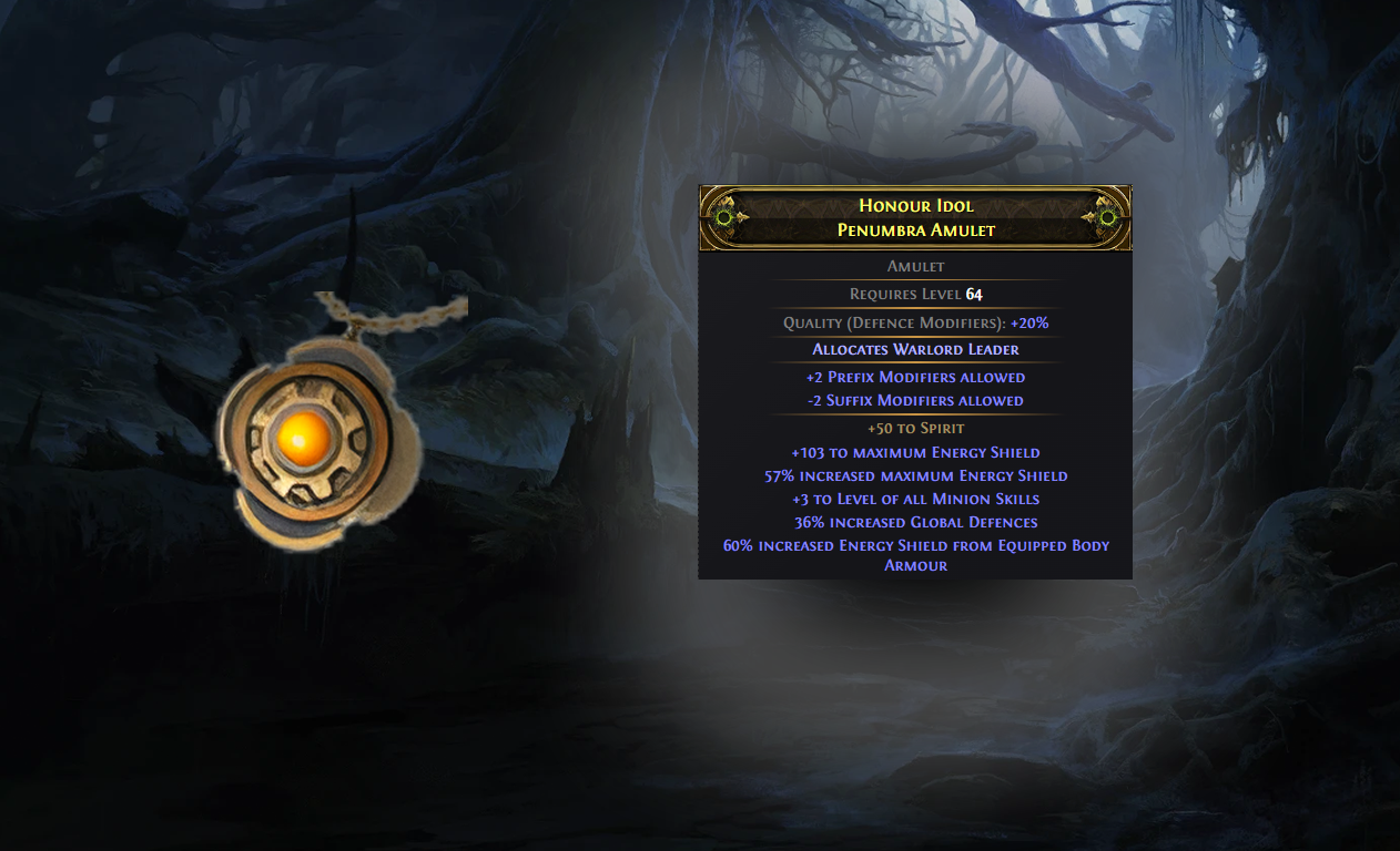 Buy PoE 2 Honour Idol Penumbra Amulet