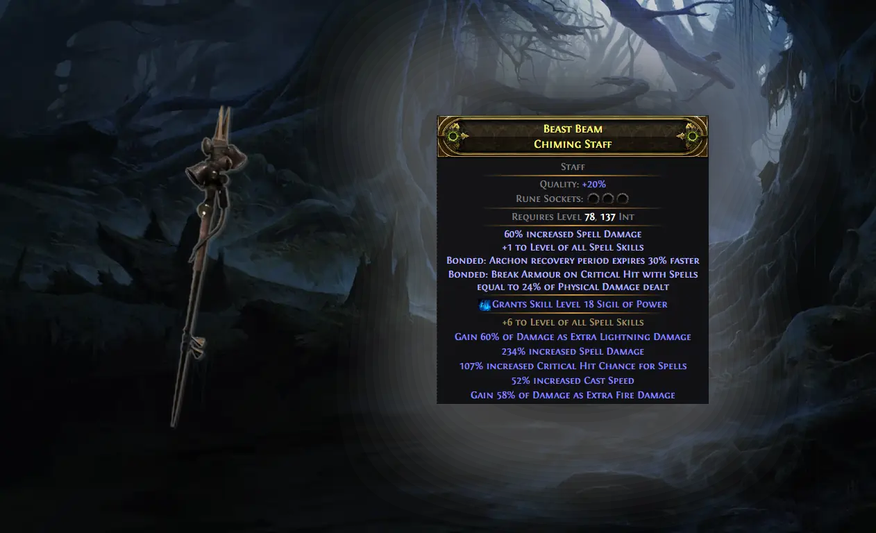 Buy PoE 2 Beast Beam Chiming Staff