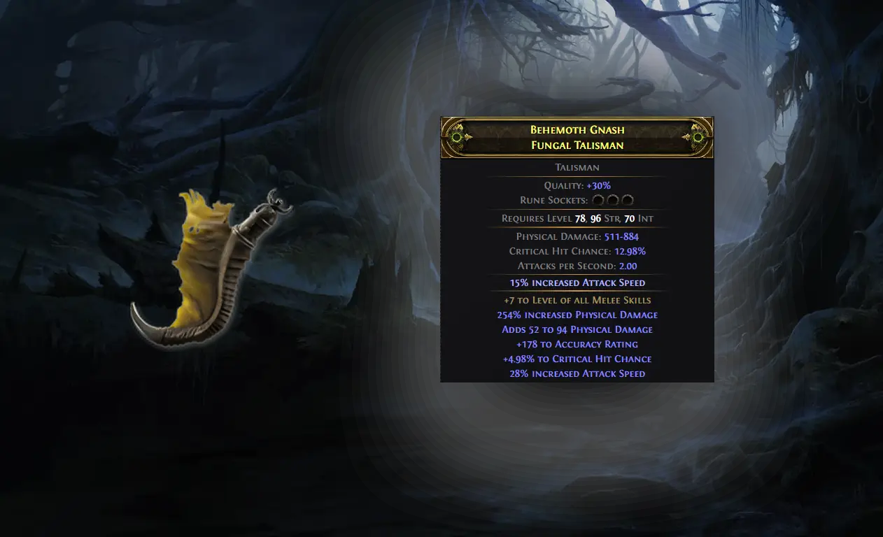 Buy PoE 2 Behemoth Gnash Fungal Talisman