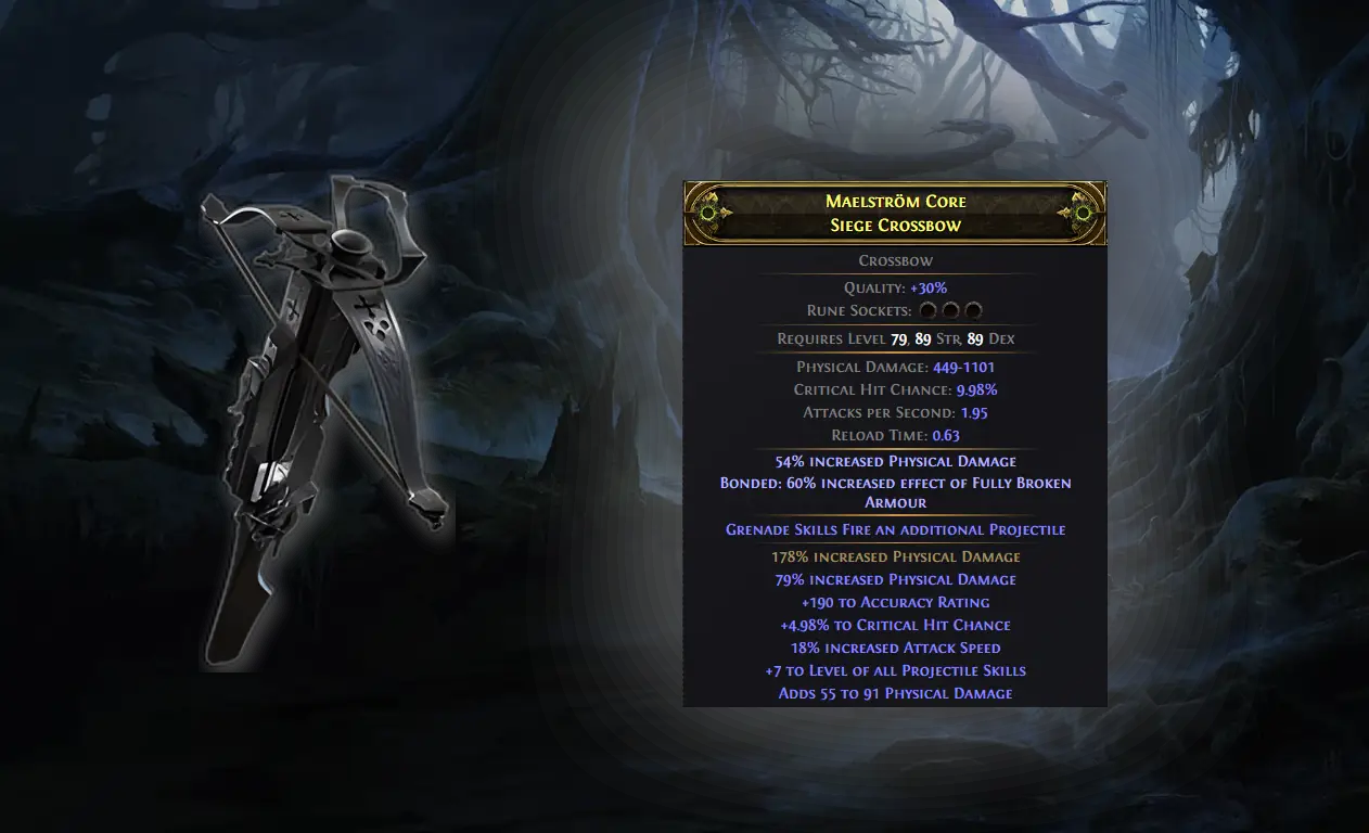 Buy PoE 2 Maelstrom Core Siege Crossbow