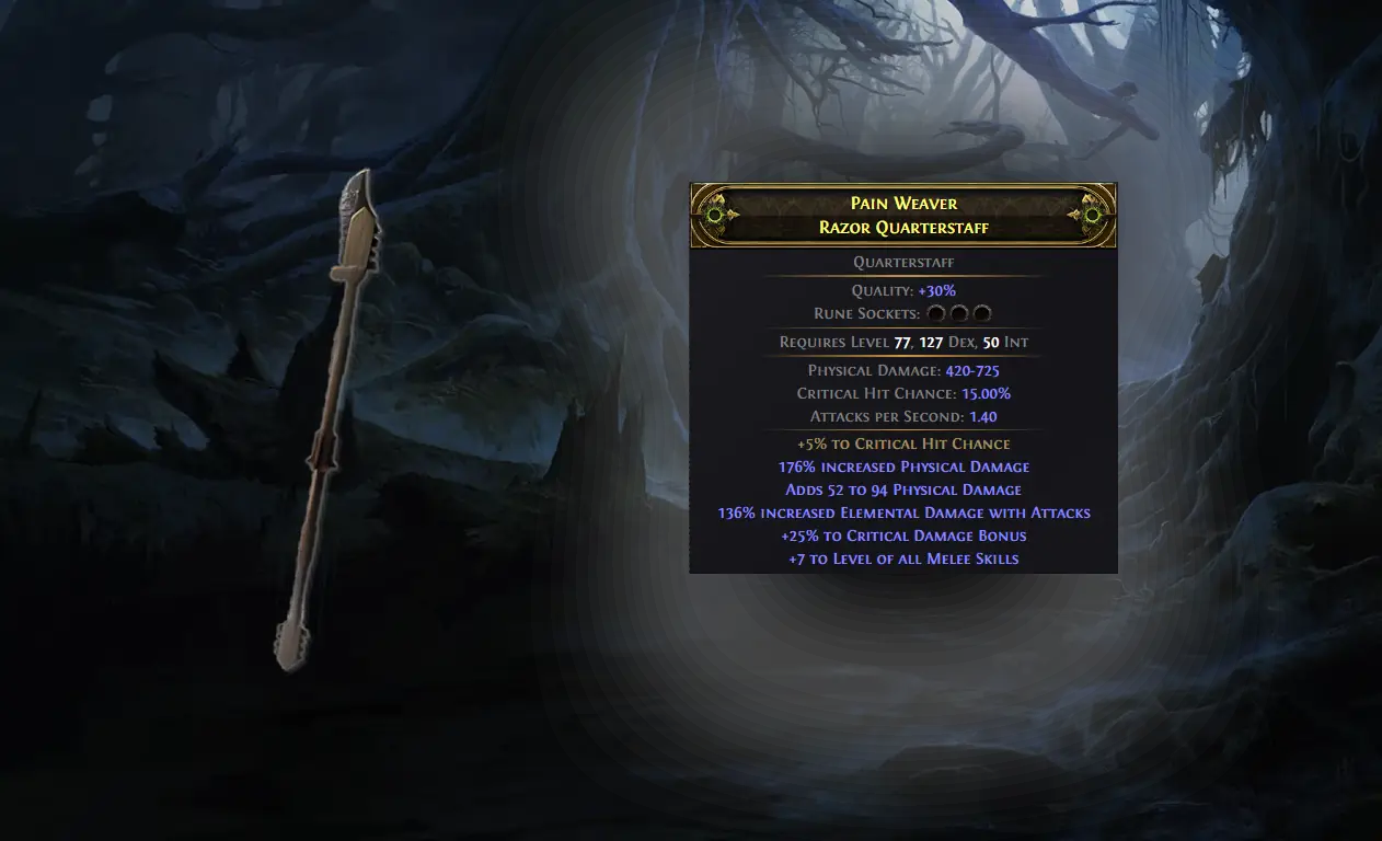 Buy PoE 2 Pain Weaver Razor Quarterstaff