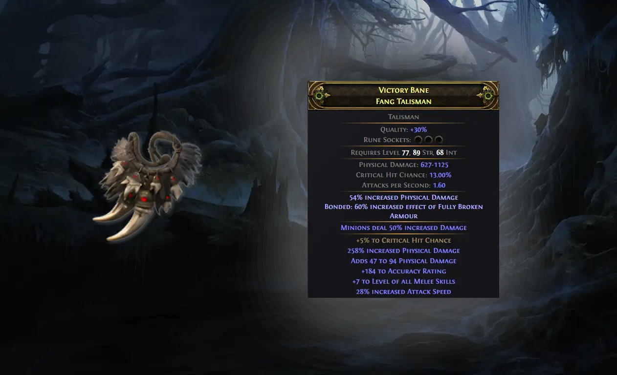 Buy PoE 2 Victory Bane Fang Talisman